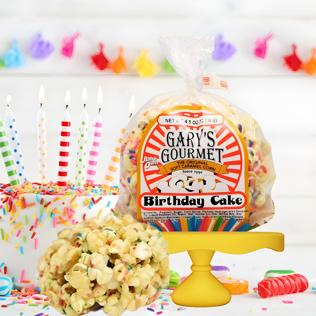 Caramel Popcorn Birthday Cake Flavor – Gary's Gourmet Caramel Corn